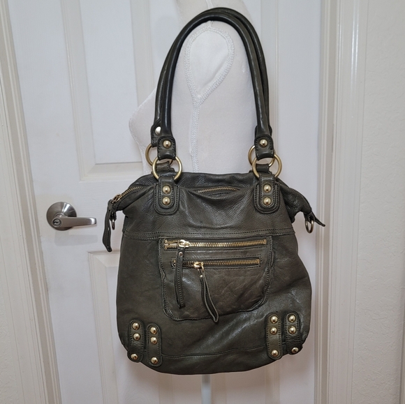 Linea Pelle | Bags | Linea Pelle Olive Green Hobo Soft Pebbled Leather ...